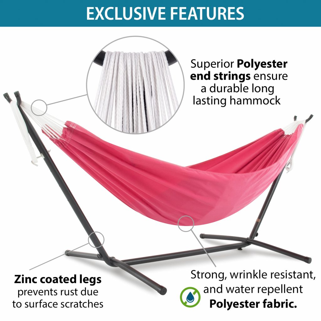 Vivere’s Combo – Hot Pink Hammock with Stand (8ft) | Sleepy Hammock